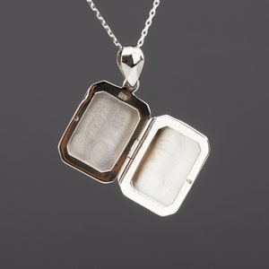 Sterling Silver Rectangle Photo Locket,custom Engrave Box Locket ...