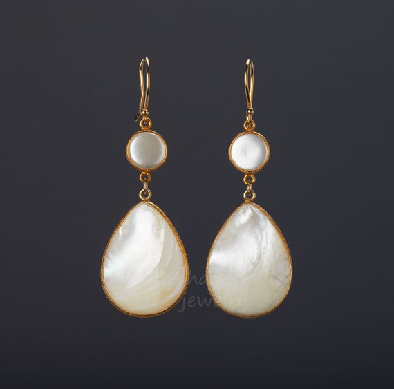 Mother of pearl teardrop earrings store
