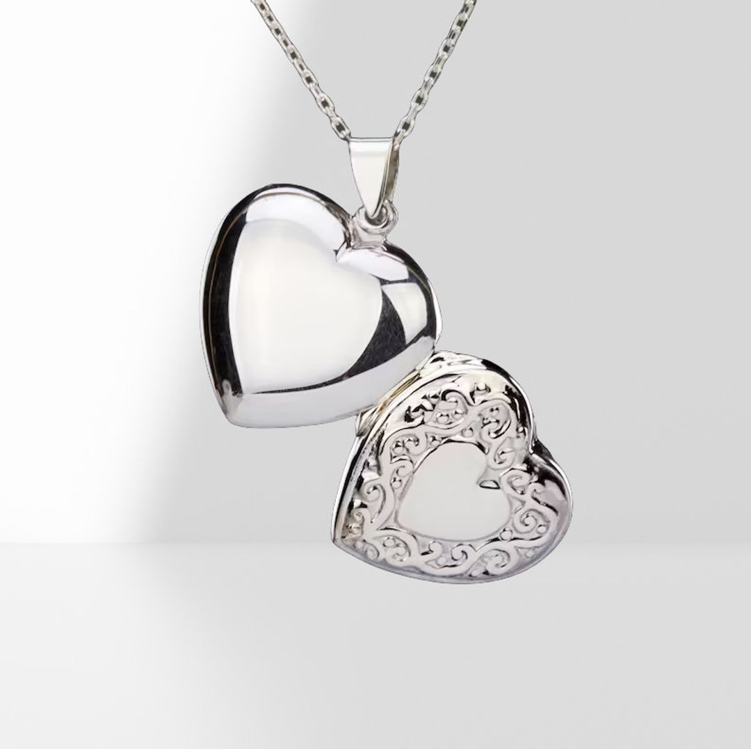 Sterling Silver Heart Locket With Photo, Custom Engraving,victorian ...