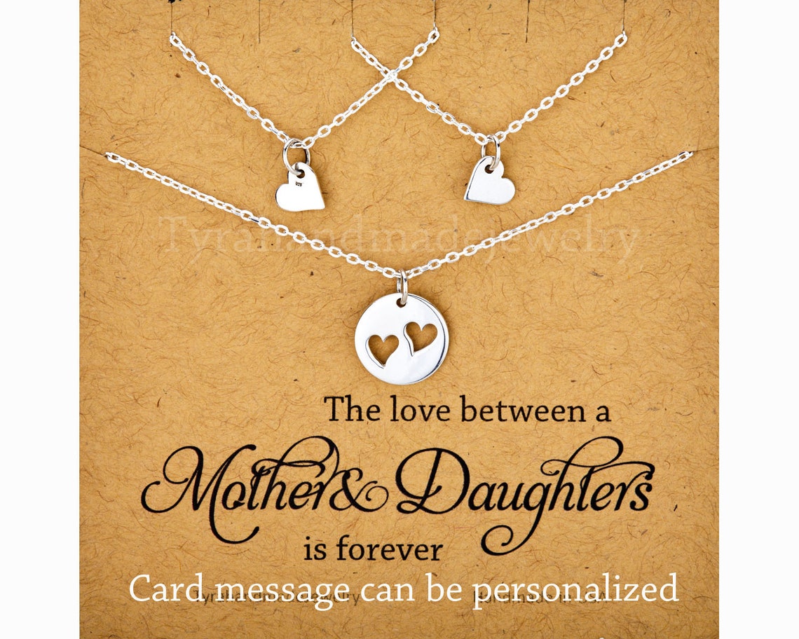 Sterling Silver Mother Daughter Heart Necklace Set, Matching Jewelry - Etsy