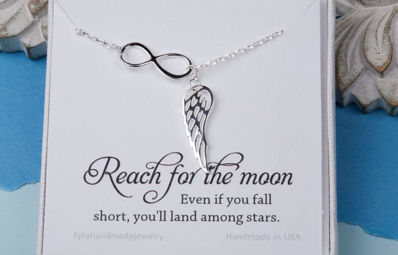 Infinity Angel Wing Lariat Y Necklacesterling Silver Wing - Etsy