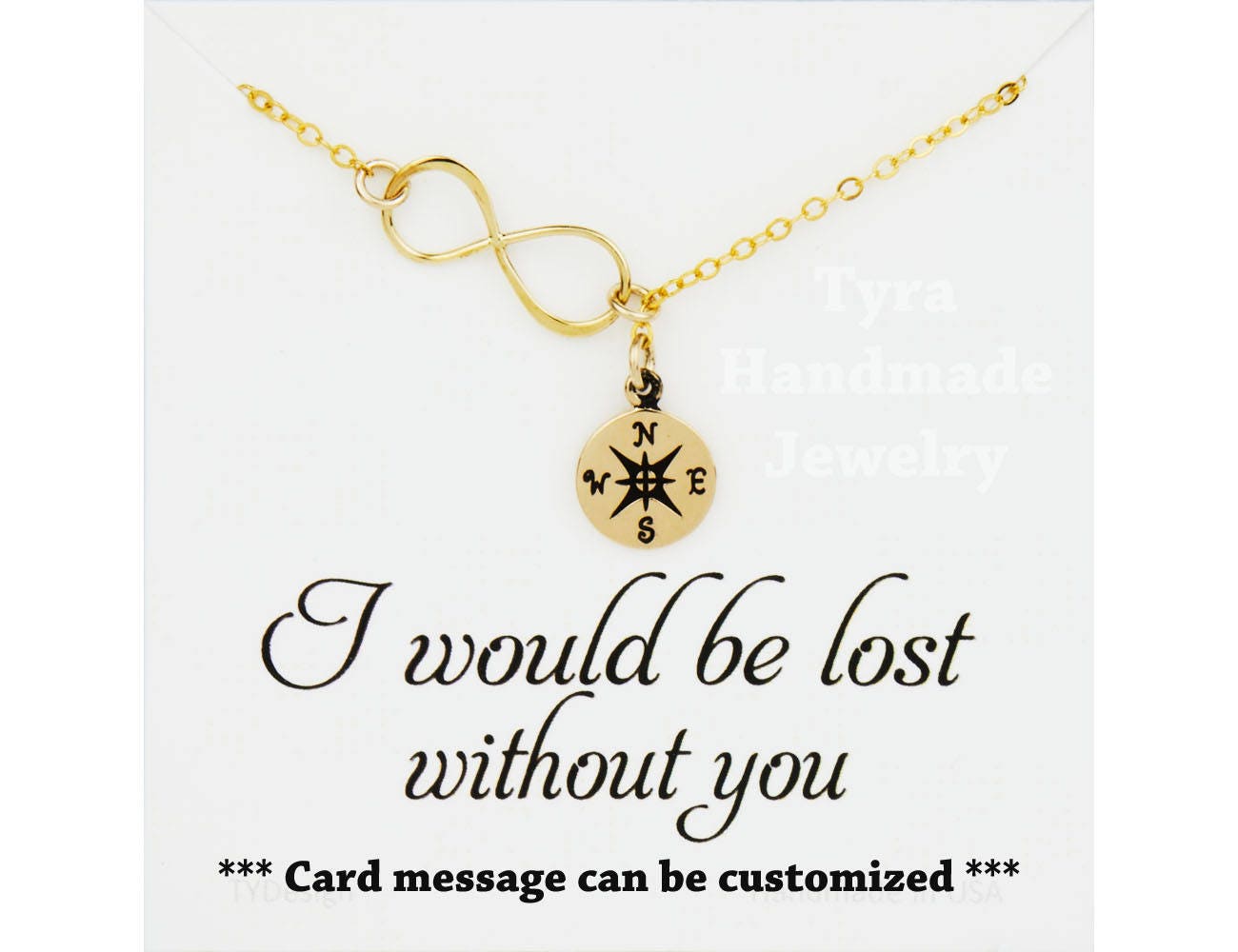 Silver Gold infinity Compass lariat necklaceGraduation | Etsy