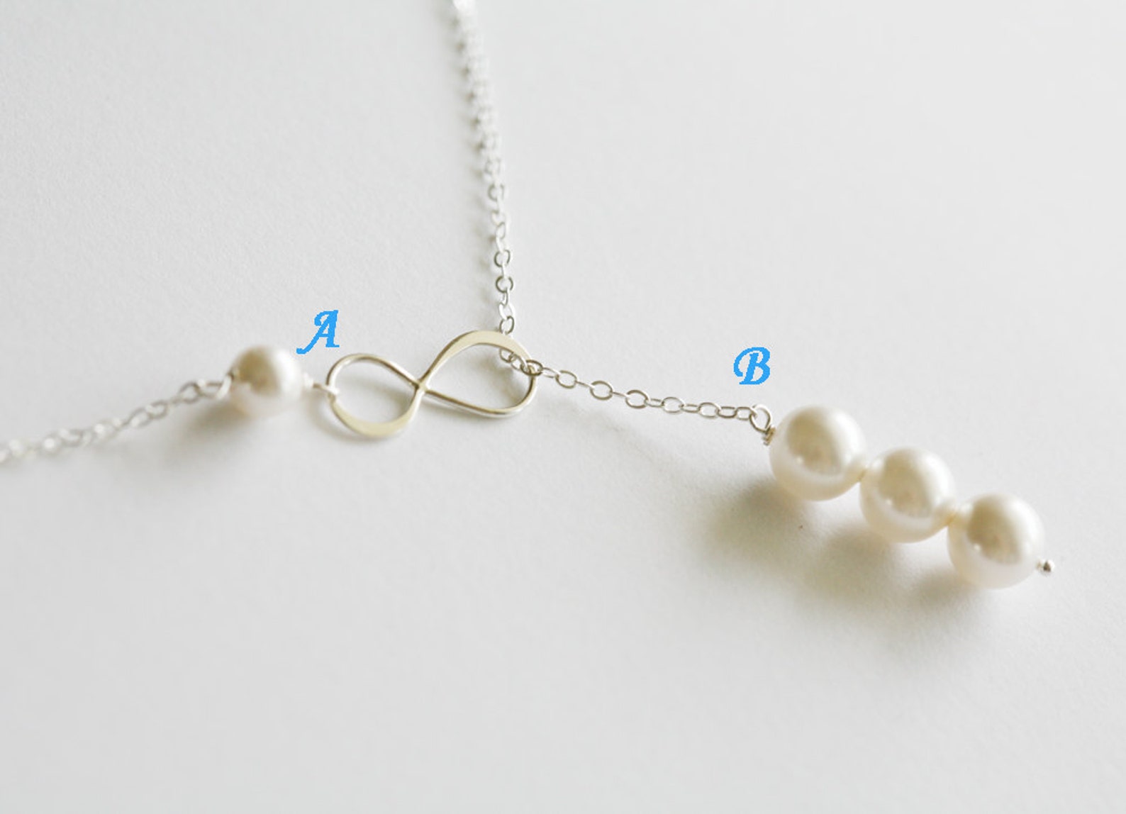 Gold Infinity Necklacethree Pearl Necklacefigure - Etsy