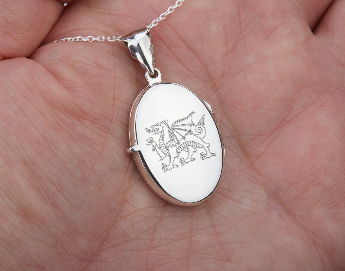 Engraved Sterling Silver Oval Photo Locketfingerprint - Etsy