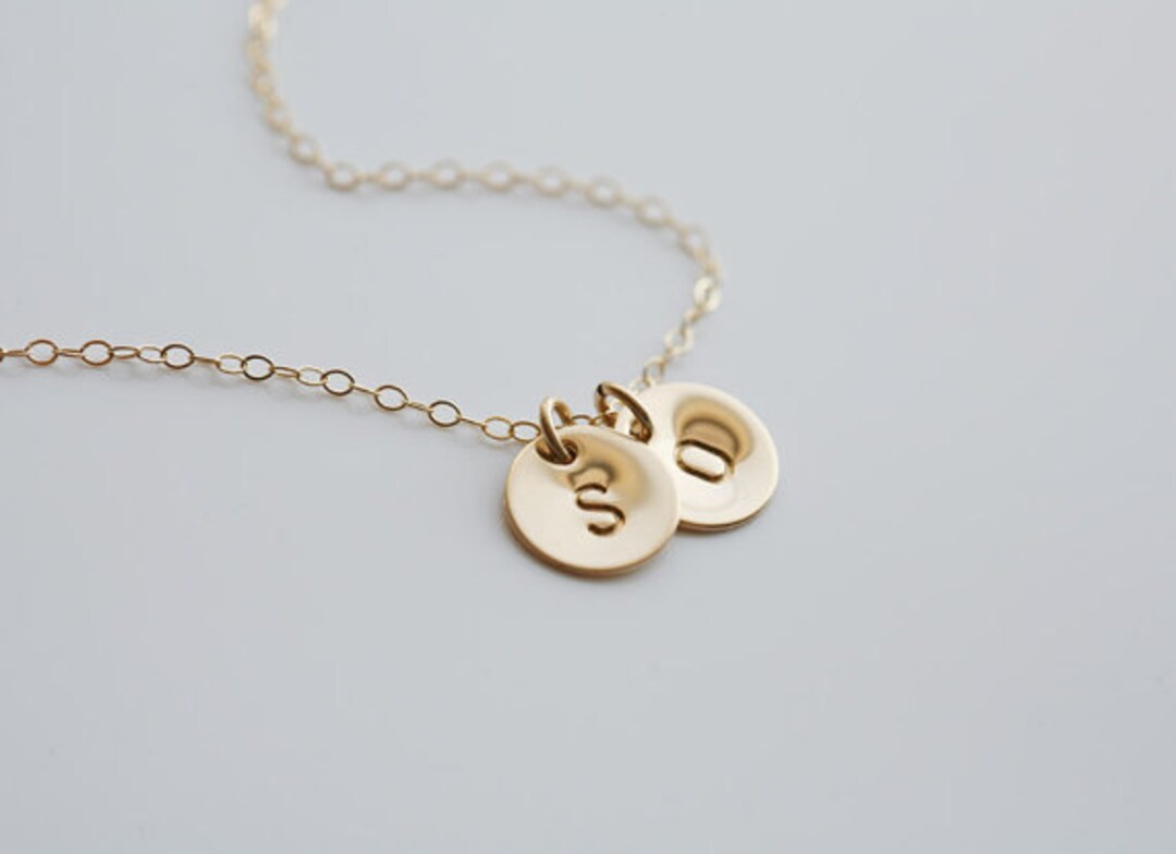 Custom Two Initial Necklace,gold Filled,family Initials,couple ...