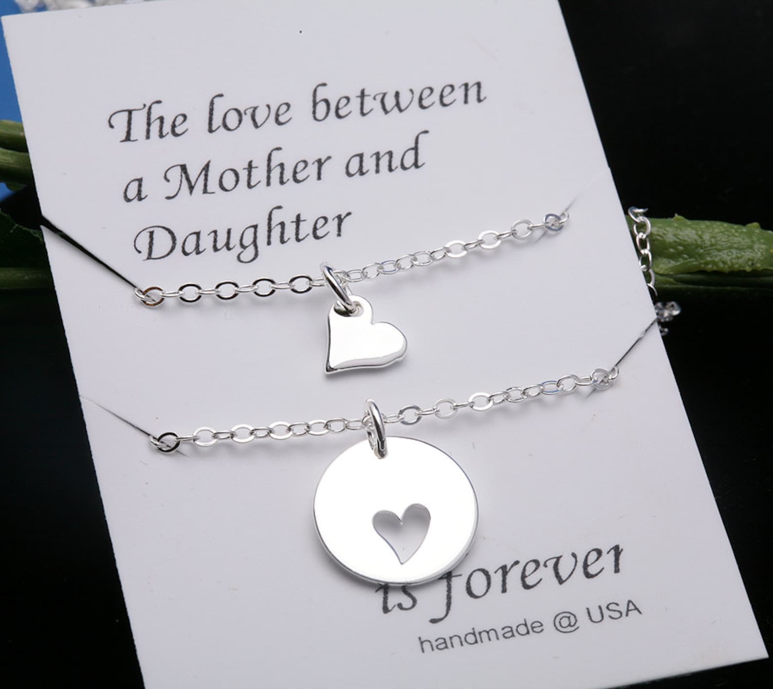 Sterling Silver Mother Daughter Heart Necklace Set, Matching Jewelry - Etsy