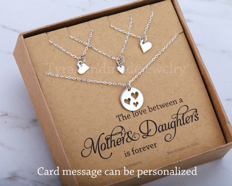 Sterling Silver Mother Daughter Heart Necklace Set, Matching Jewelry - Etsy