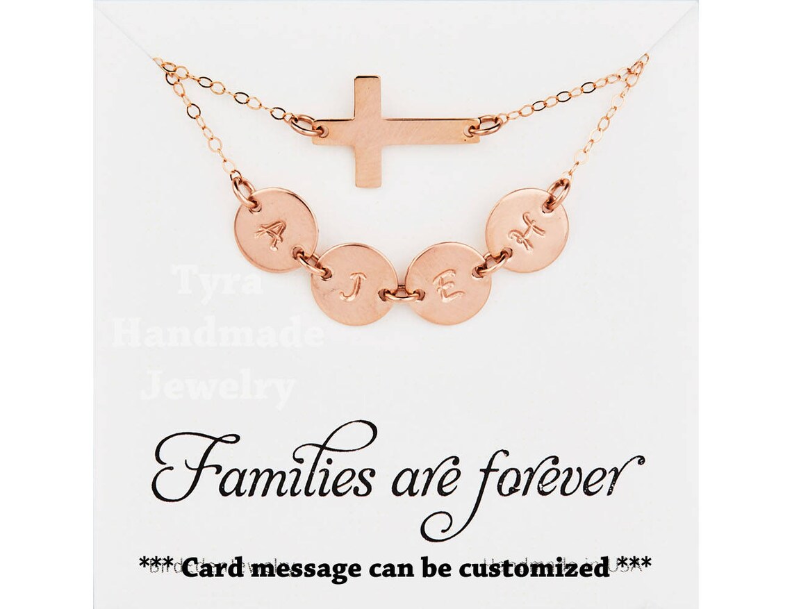 Double Layer Sideways Cross Initial Necklace,custom Font Monogram ...