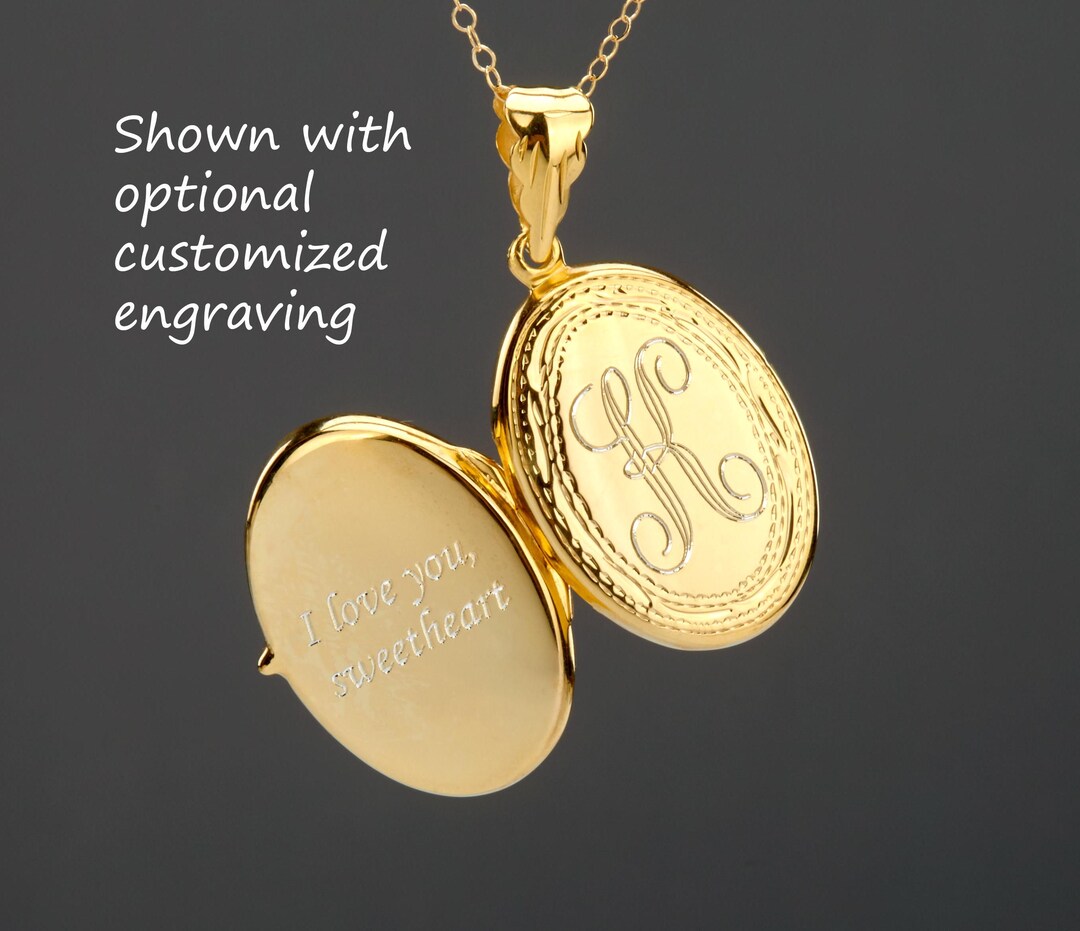 Custom Engrave Gold Plated Locket With Photo,memorial Locket With ...
