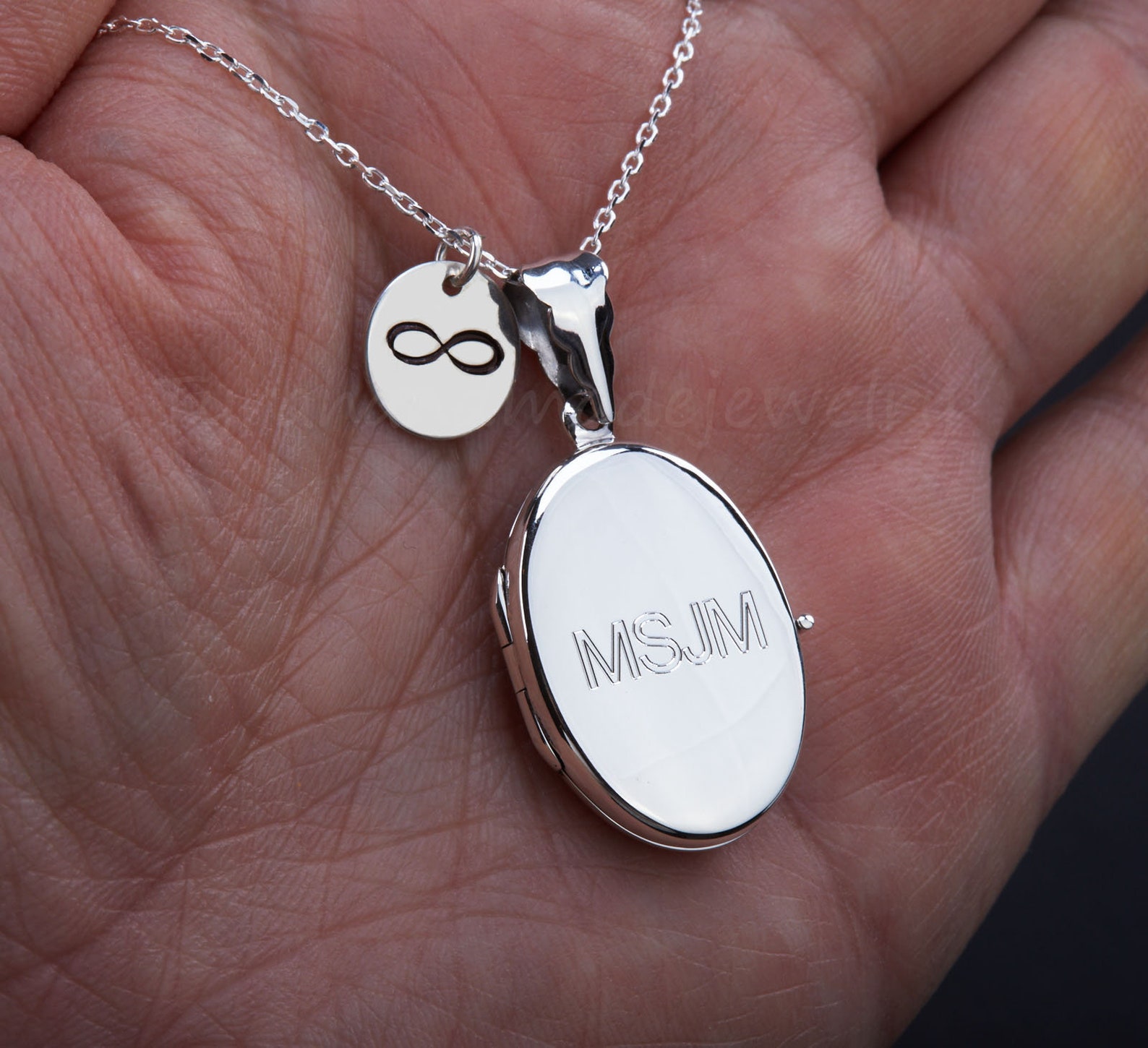 Sterling Silver Locket Necklacecustom Font Monogram | Etsy