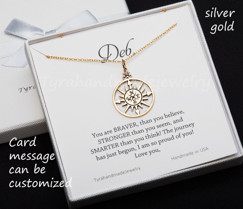 Sale Compass Necklace With Message Card,compass Necklace,friendship ...