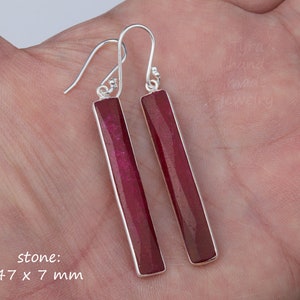 Long Rectangle Ruby Earring,real Long Thin Ruby Earring,slender Ruby ...