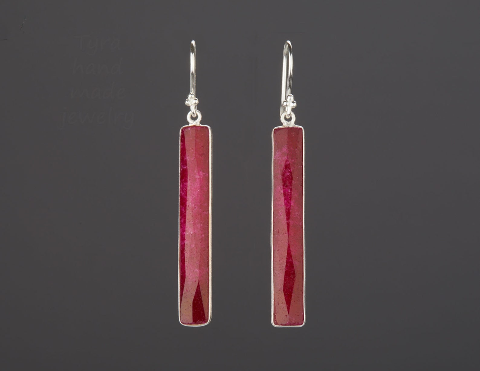 Long Rectangle Ruby Earrings, Gold Vermeil, July Birthday Gift - Etsy