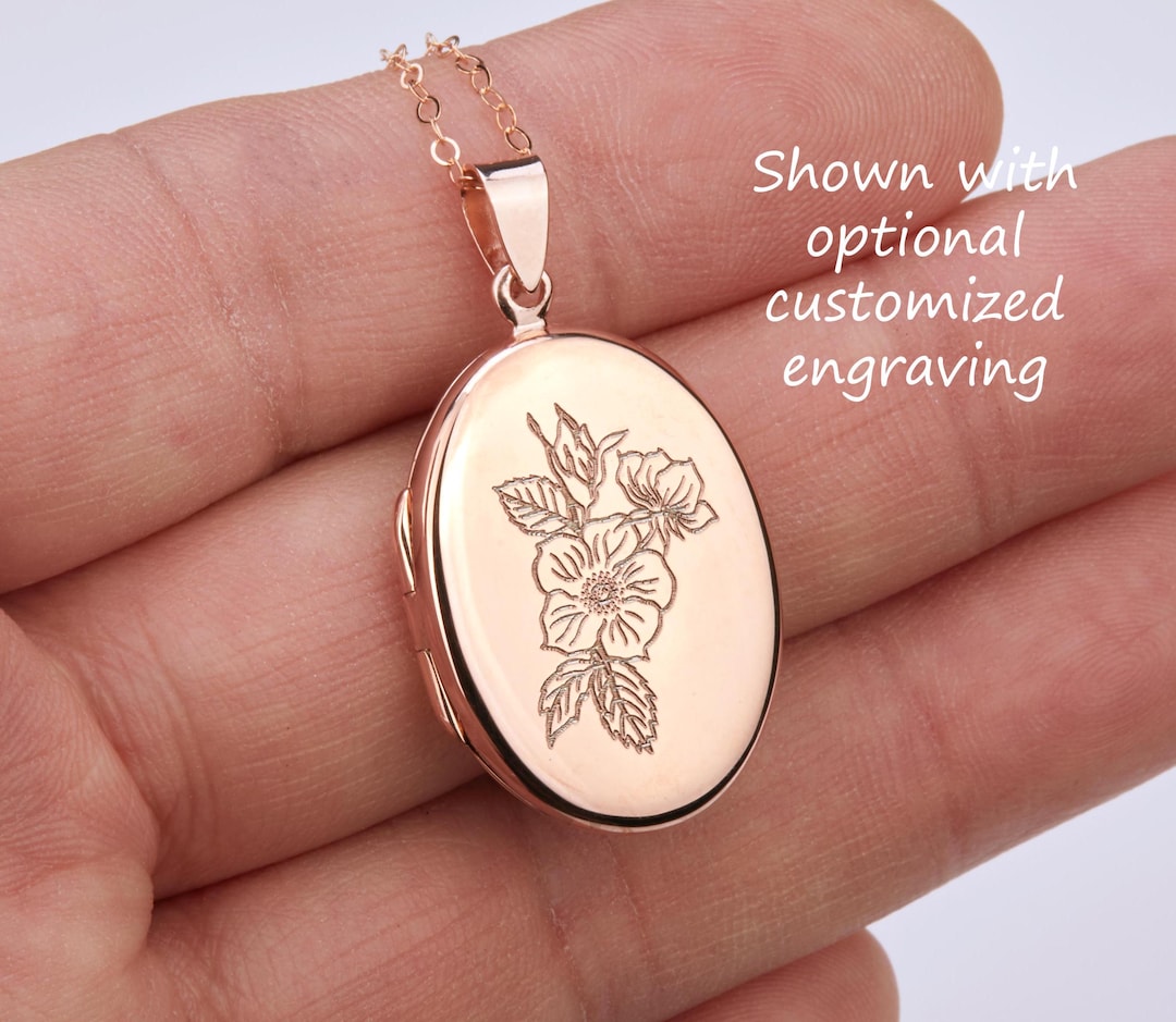 Large Rose Gold Plated Over Sterling Silver Oval Photo Locket,custom ...