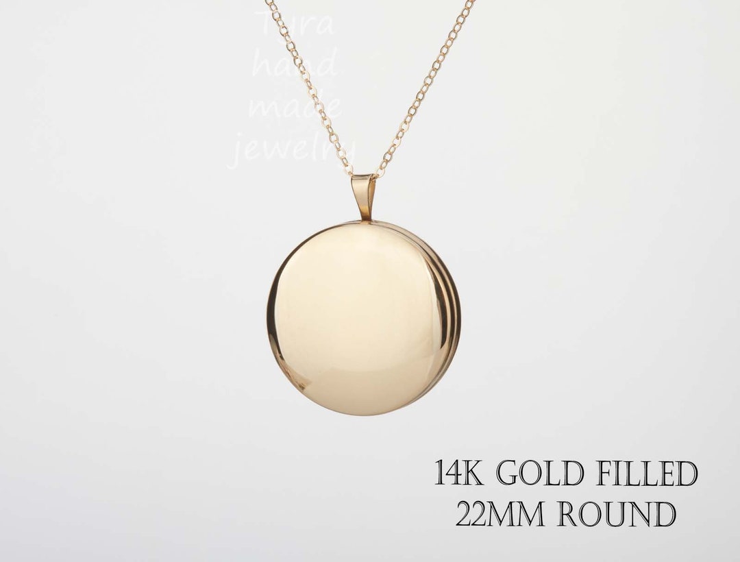 Large 14K Gold Filled Round Locket With Photo,memorial Locket,mother's ...