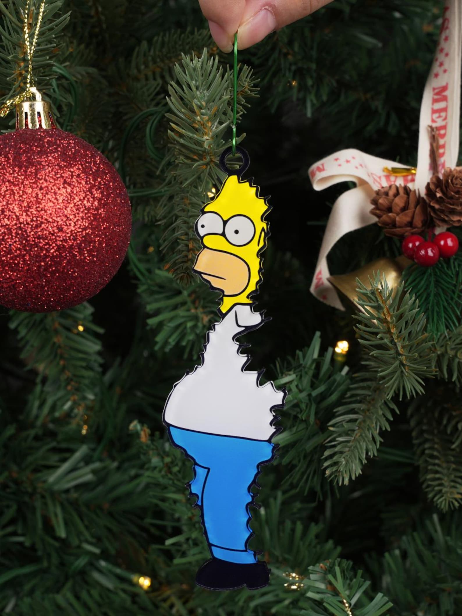 Homer Simpson Christmas Tree Ornament – Funny Bush Meme Bauble | Xmas ...