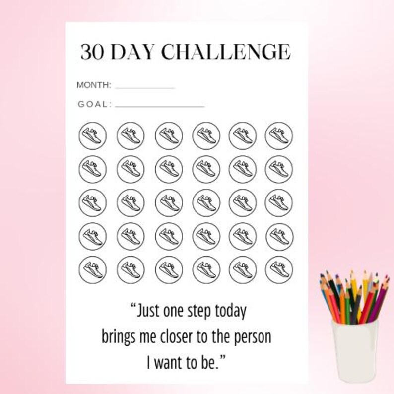 30 Day Challenge Tracker, Printable Habit Tracker PDF, Daily Motivation ...
