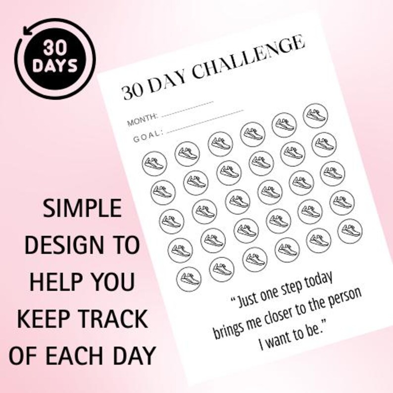 30 Day Challenge Tracker, Printable Habit Tracker PDF, Daily Motivation ...