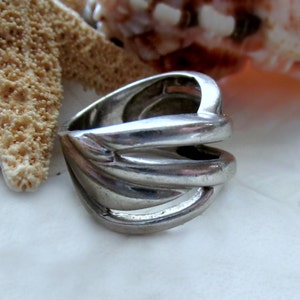 Sterling Silver Crossover Open Work Wide Band Ring 8.75g Size 6 - Etsy