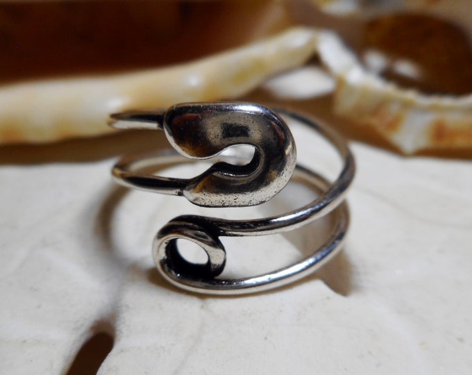 Sterling Silver Safety Pin Wrap Around Ring 2.15g - Etsy