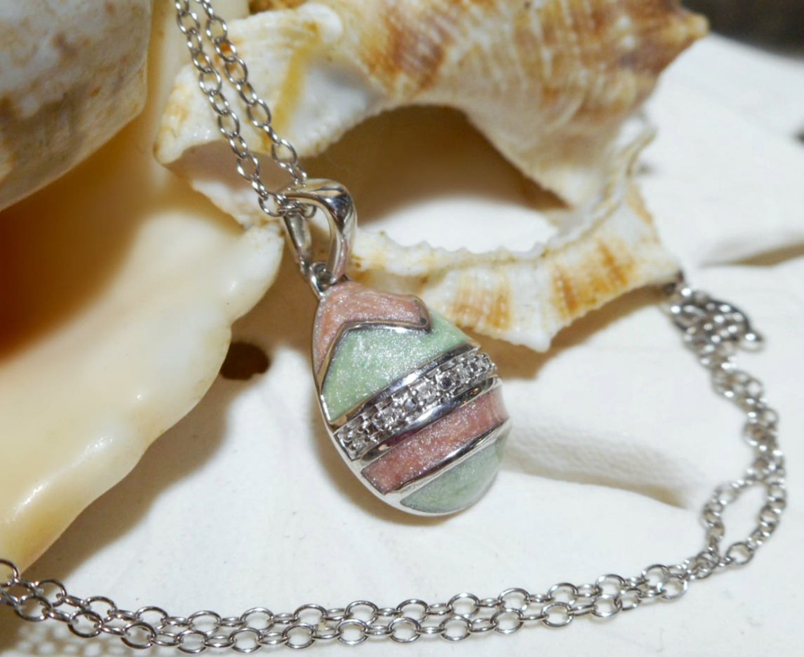 Sterling Silver Diamond Easter Egg Pendant Necklace With | Etsy