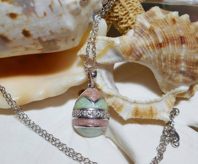 Sterling Silver Diamond Easter Egg Pendant Necklace With - Etsy