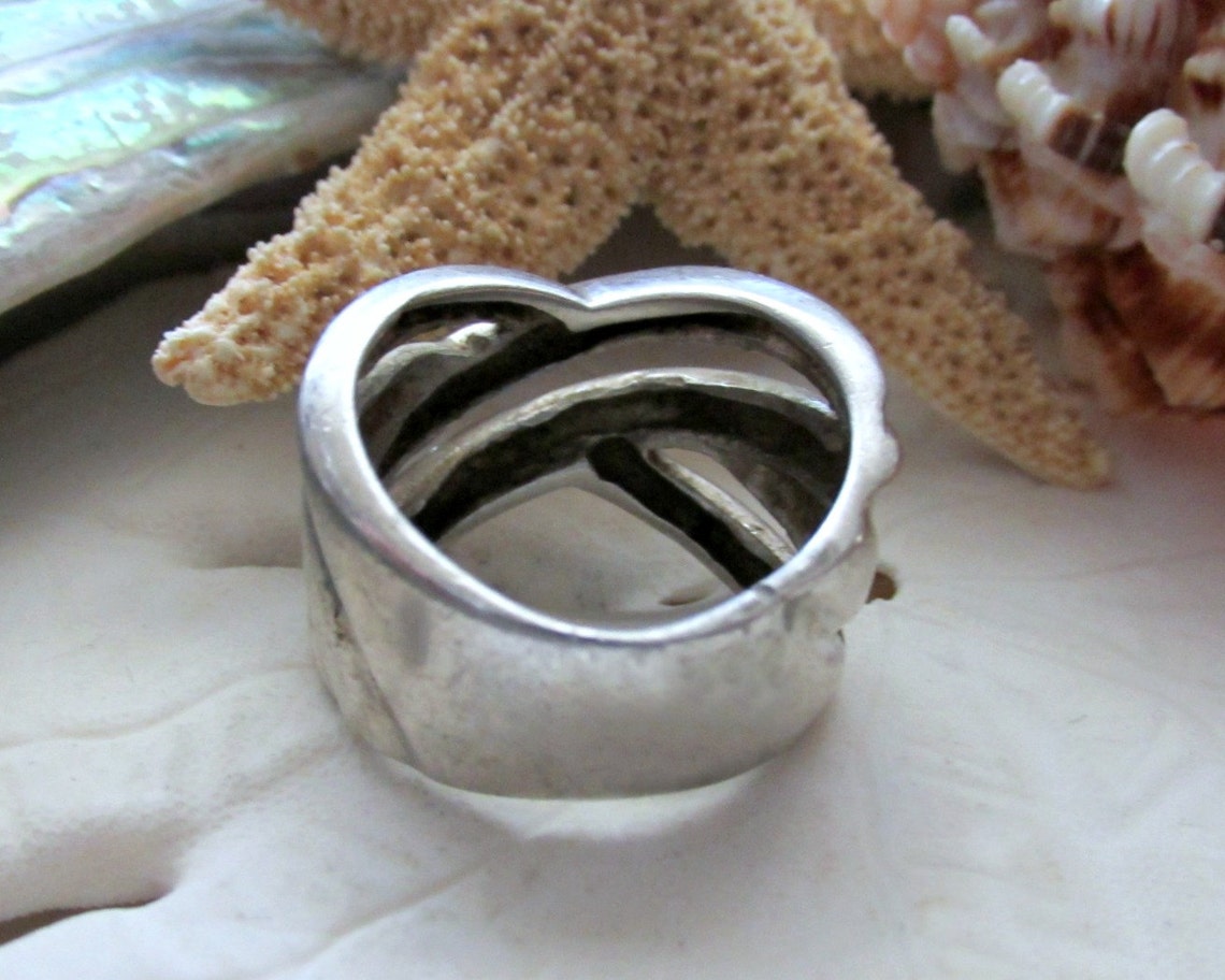Sterling Silver Crossover Open Work Wide Band Ring 8.75g Size 6 - Etsy