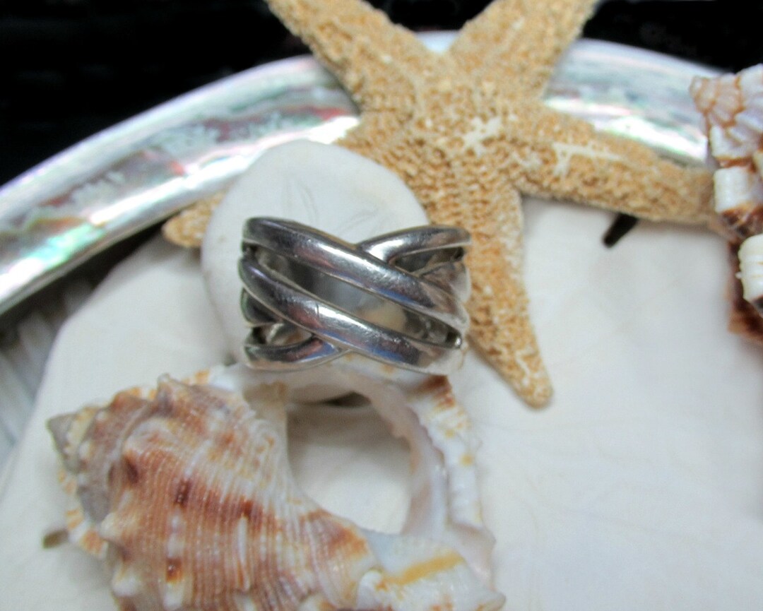 Sterling Silver Crossover Open Work Wide Band Ring 8.75g Size 6 - Etsy