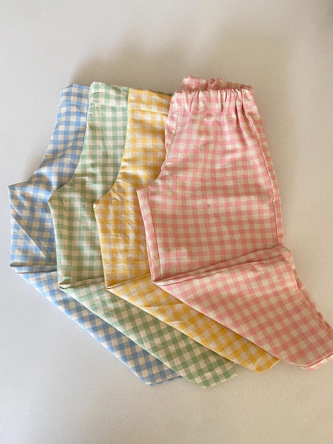 Handmade Organic Cotton Gingham Pants: Soft Toddler Trousers (sizes 1 ...