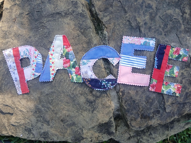 Letter Patch Iron-on: Patchwork Fabric Initial Monogram, Sew-on ...