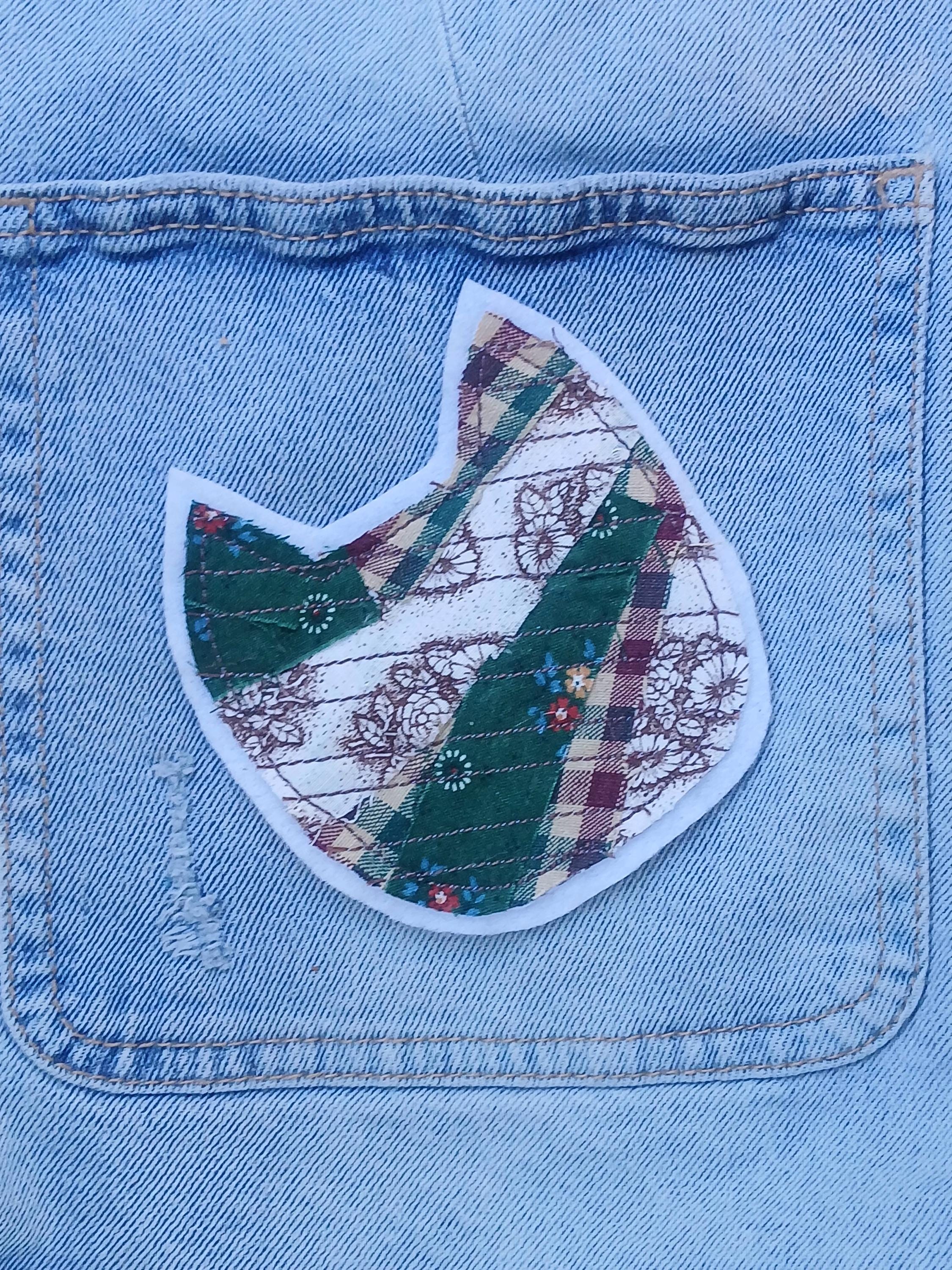 Cat Patch: Fabric Patchwork, Iron-on or Sew-on Applique, Hand Crafted ...