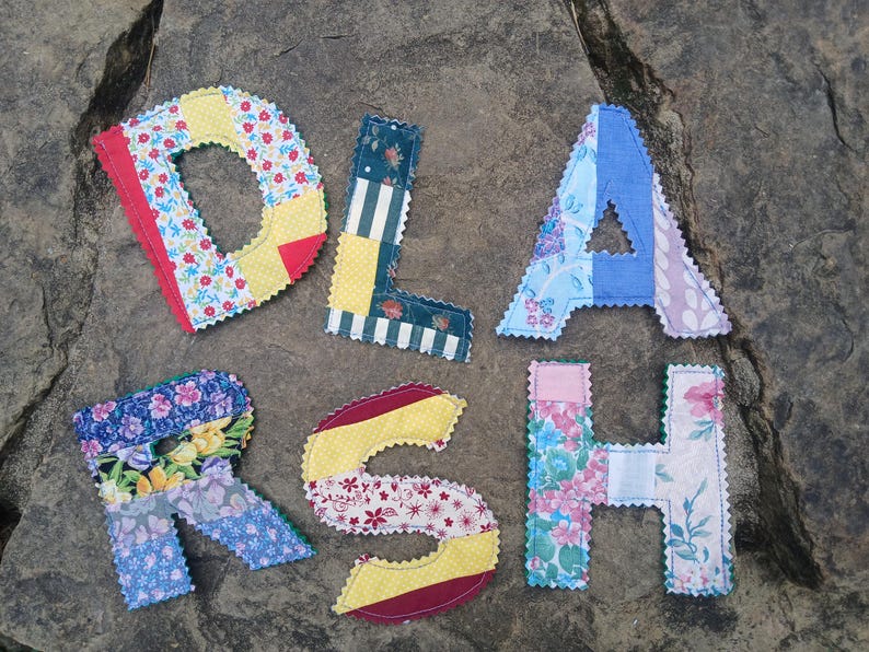 Patchwork Letter Iron-on Patch: Fabric Monogram, Sew-on Applique ...