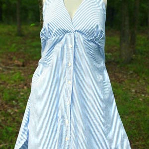 Upcycled Halter Open Back Recycled Dress XL Reworked Mens Button Down ...