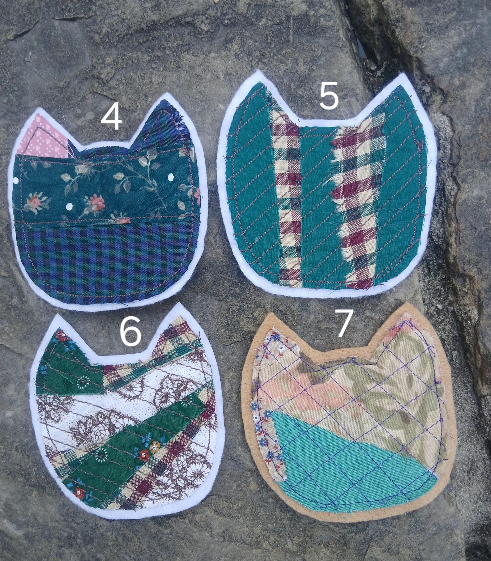 Cat Patch: Fabric Patchwork, Iron-on or Sew-on Applique, Hand Crafted ...