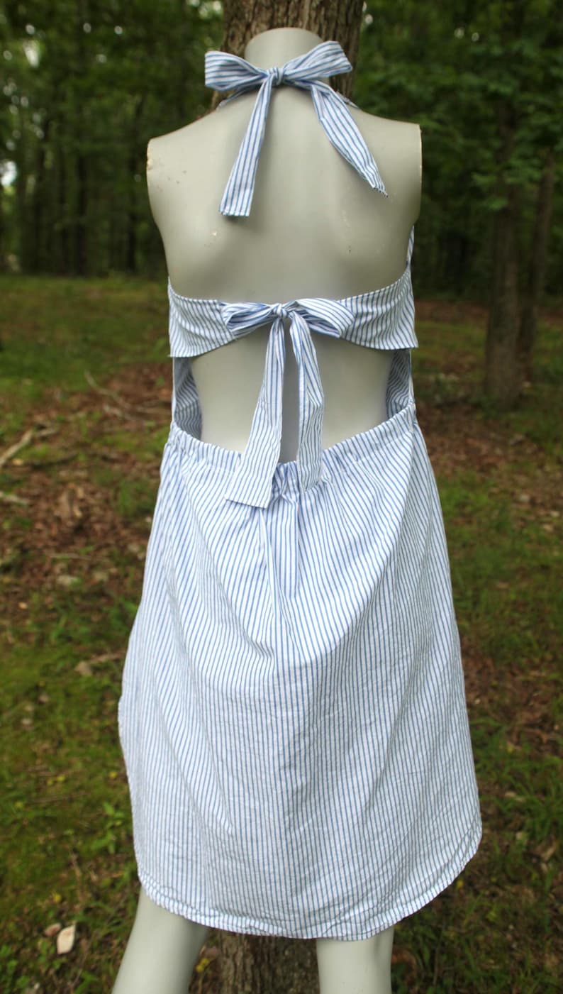 Halter Open Back Dress XL Upcycled Reworked Mens Button Down Shirt ...