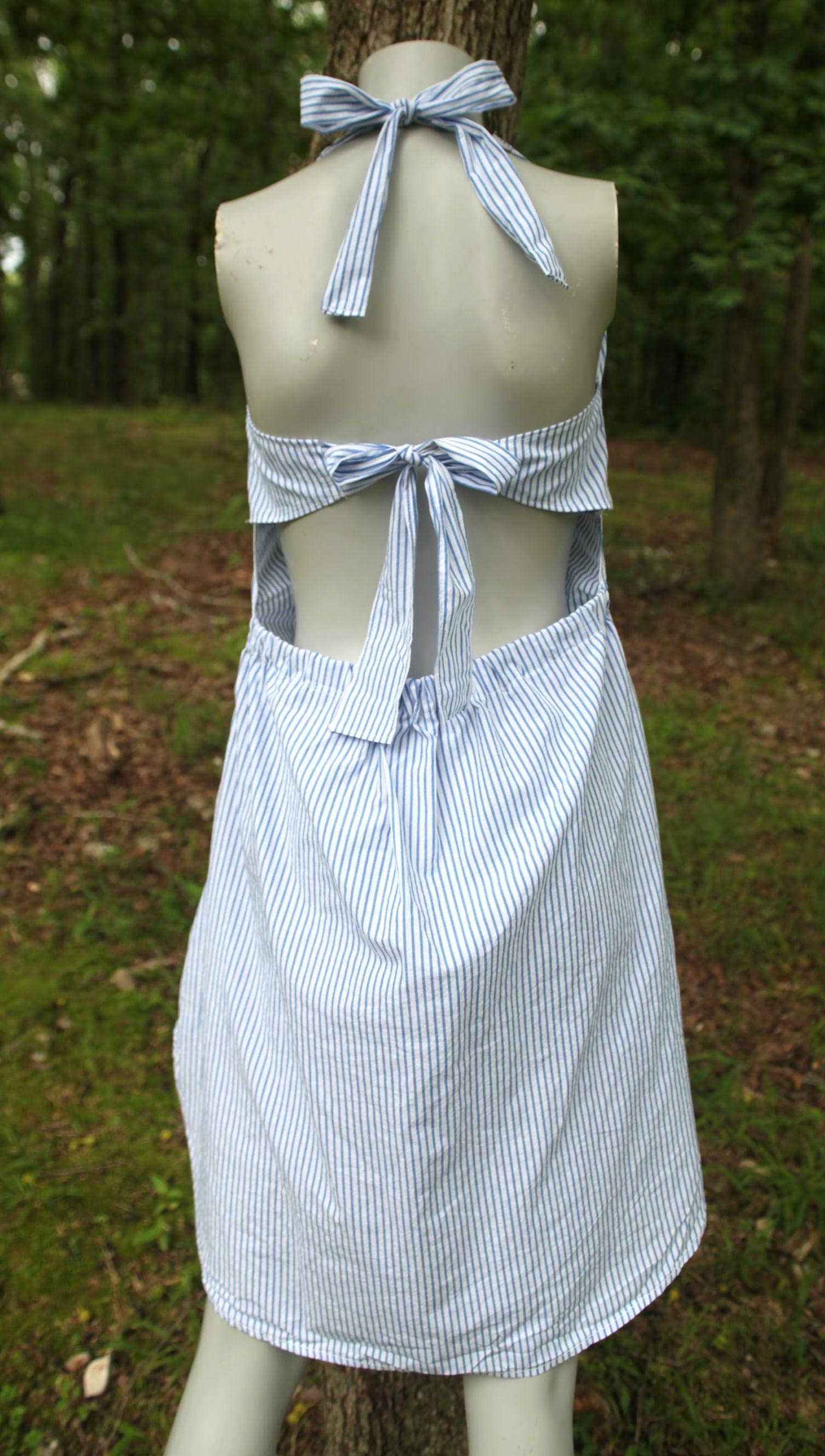 Upcycled Halter Open Back Recycled Dress XL Reworked Mens Button Down ...
