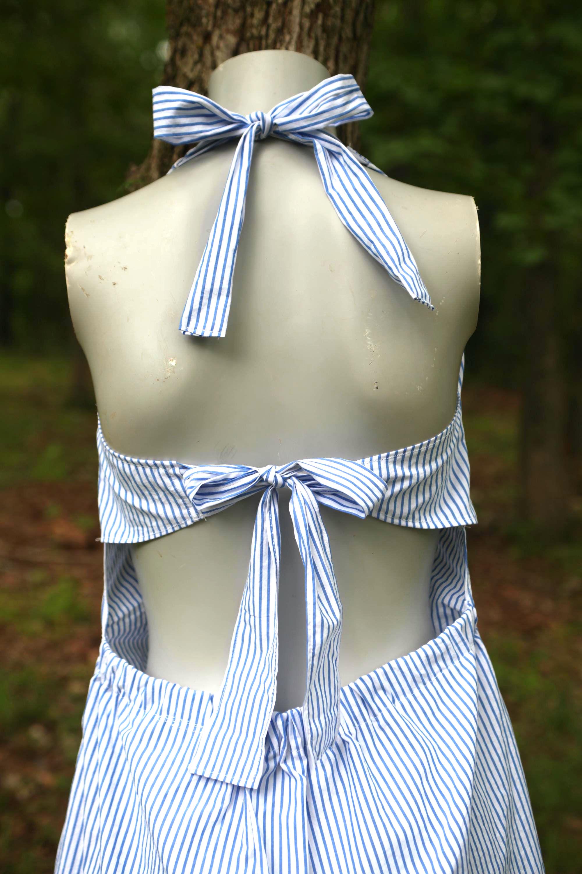 Halter Open Back Dress XL Upcycled Reworked Mens Button Down Shirt ...
