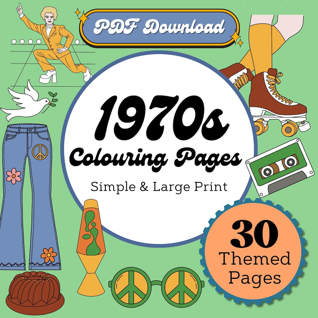 1970s COLOURING PAGES. Unlimited Printout PDF to Spark Memories While ...