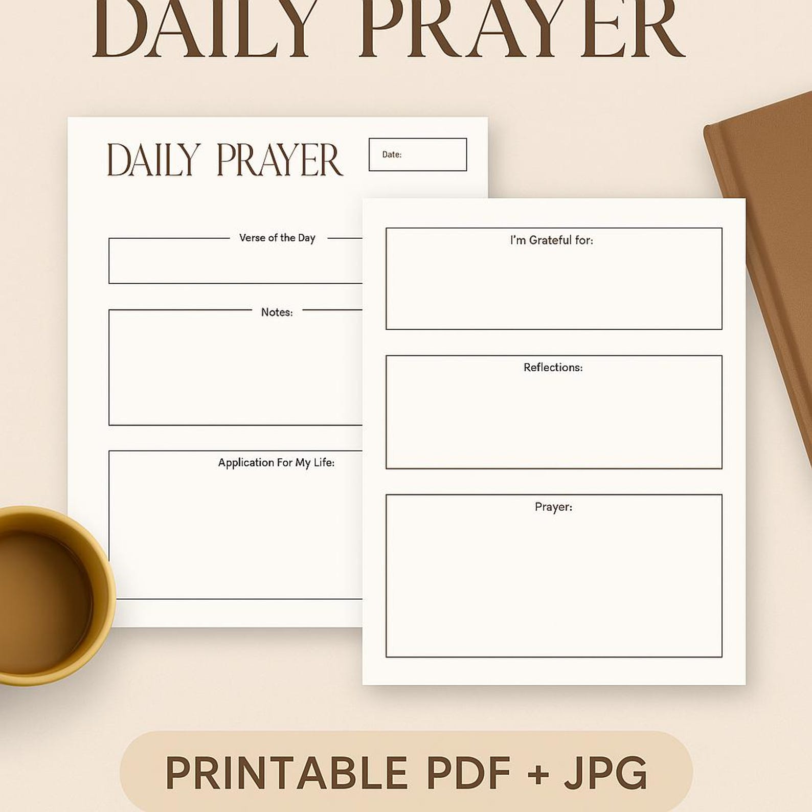 Daily Prayer Worksheet| Digital Printable | 2- Page PDF & JPG ...