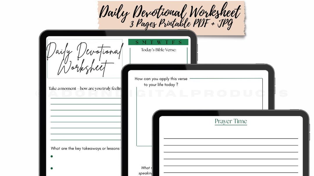 Daily Devotional Worksheet| Printable Bible Study Journal Page| Faith ...