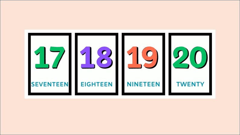 Number Flashcards 1-20 | White Background Coloured Numbers | Printable ...