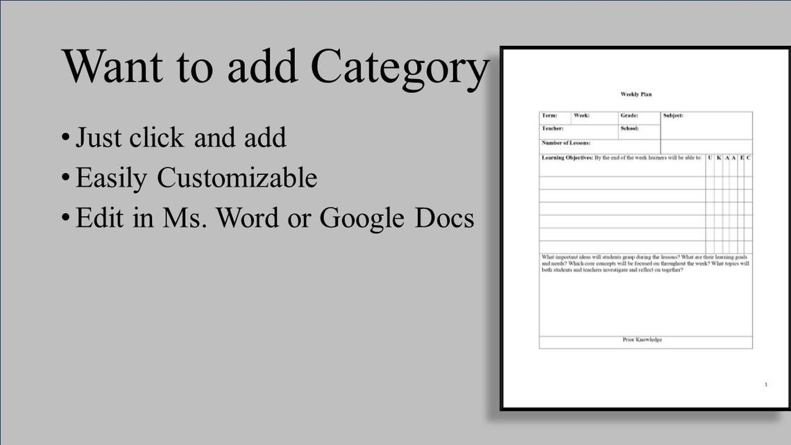 Editable Weekly Plan Template | Microsoft Word| Digital and Printable ...