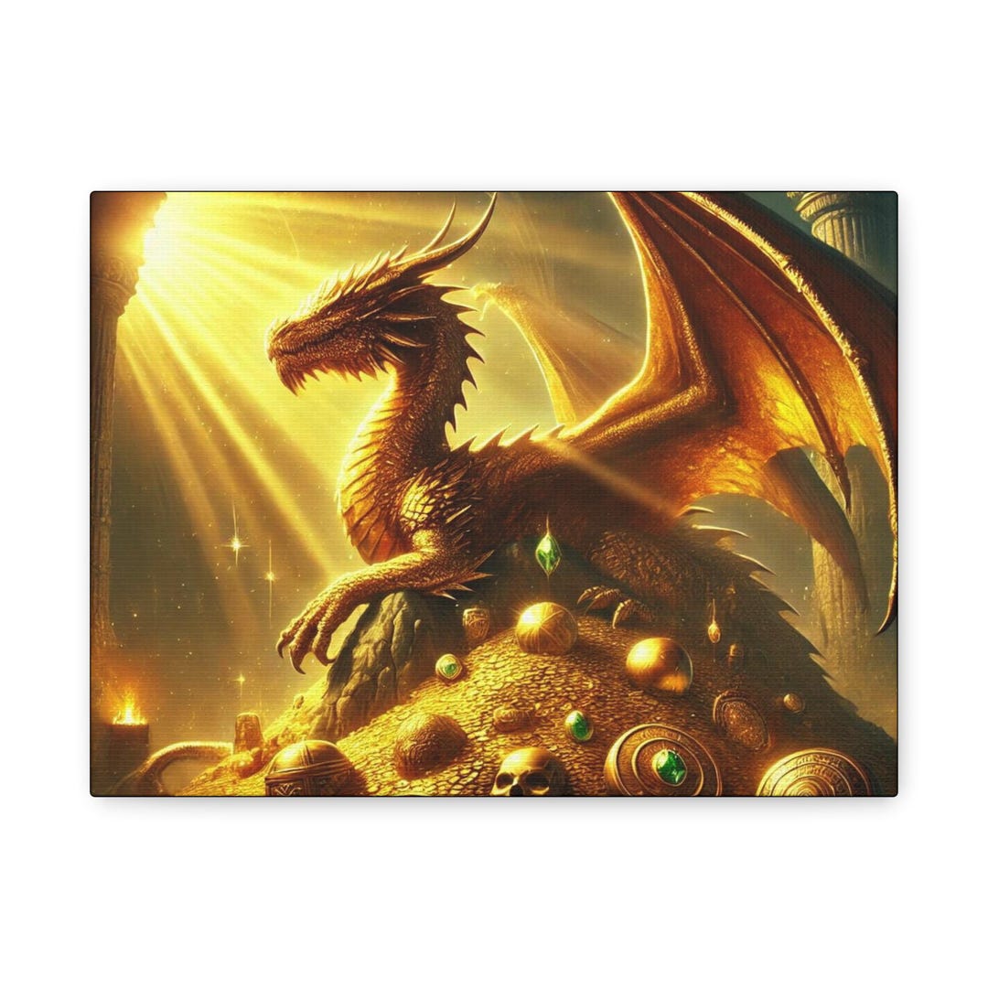 Golden Hoard Dragon Canvas - Etsy