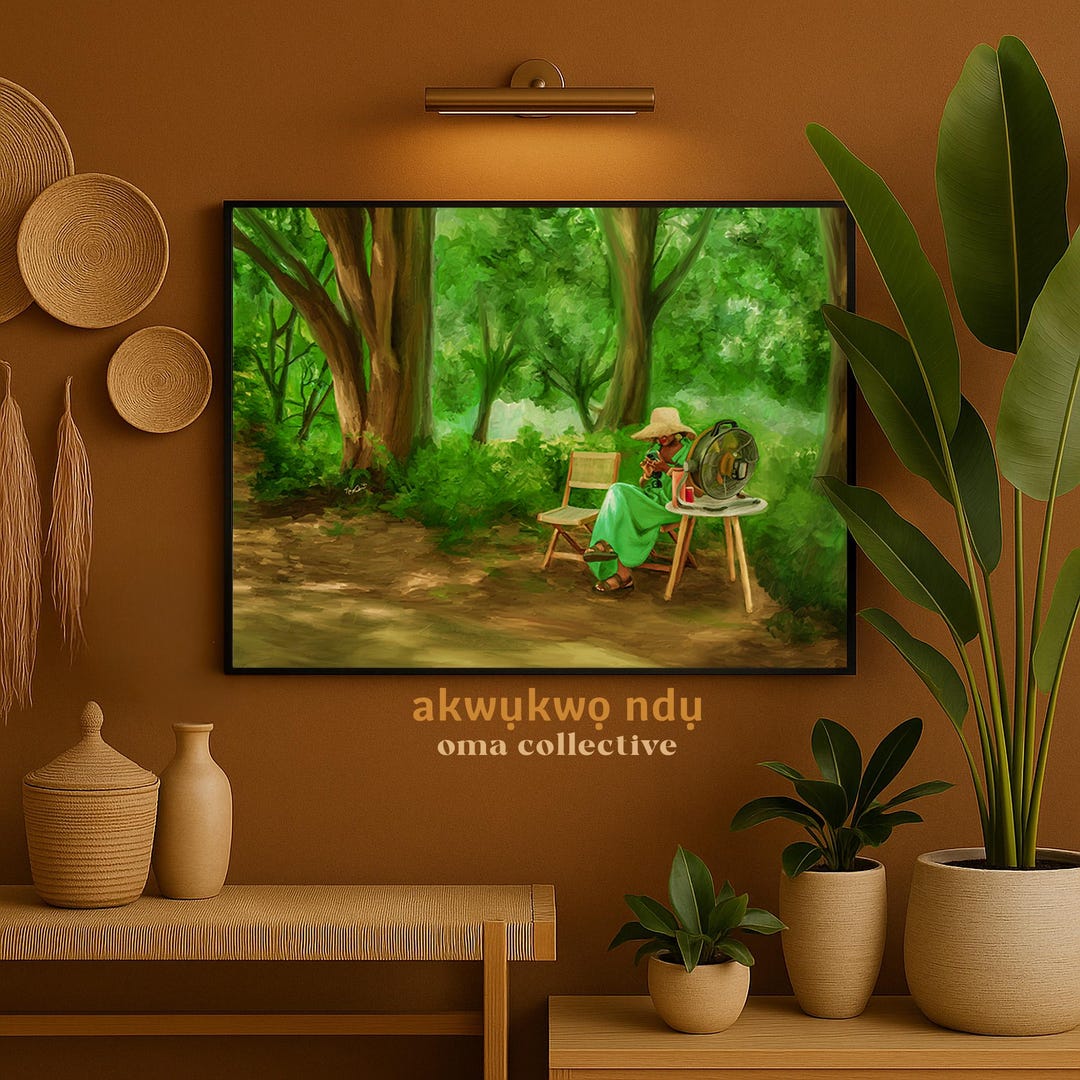 Black Woman Sunlight Forest Komorebi Painting - Ready to Hang Nature ...