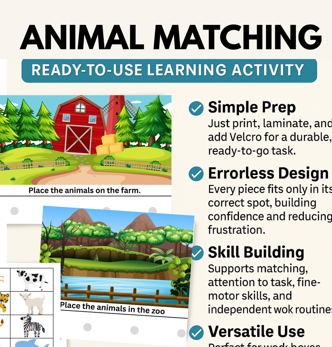 Errorless Animal Sort Task, Special Education, Autism, Special Needs ...