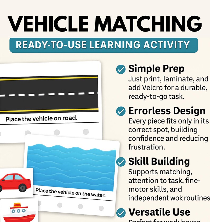 Errorless Vehicle Sorting/matching Task Special Education, Autism - Etsy