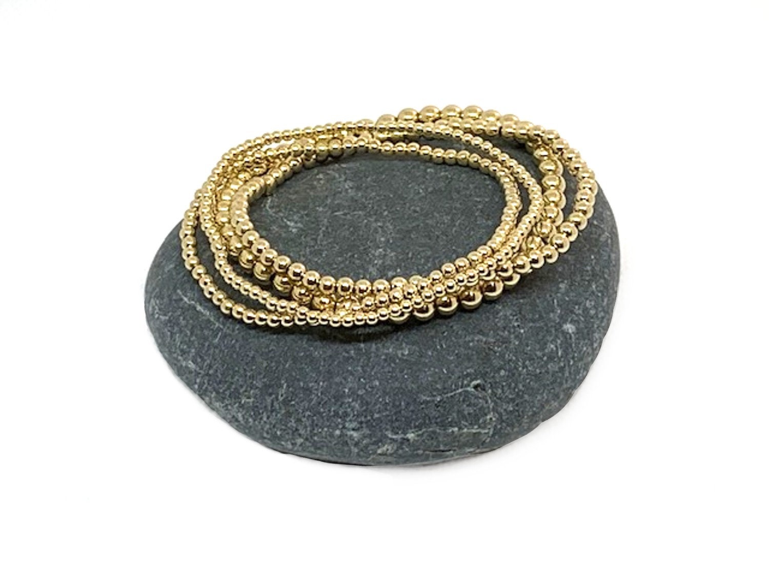 Gold Stacking Bracelet Stretch Bracelet Beaded Bracelet | Etsy