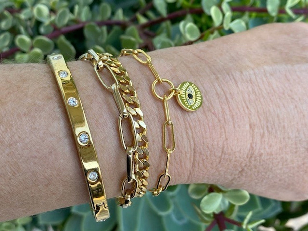 Evil Eye Paper Clip Chain Bracelet Evil Eye Pendant Bracelet - Etsy