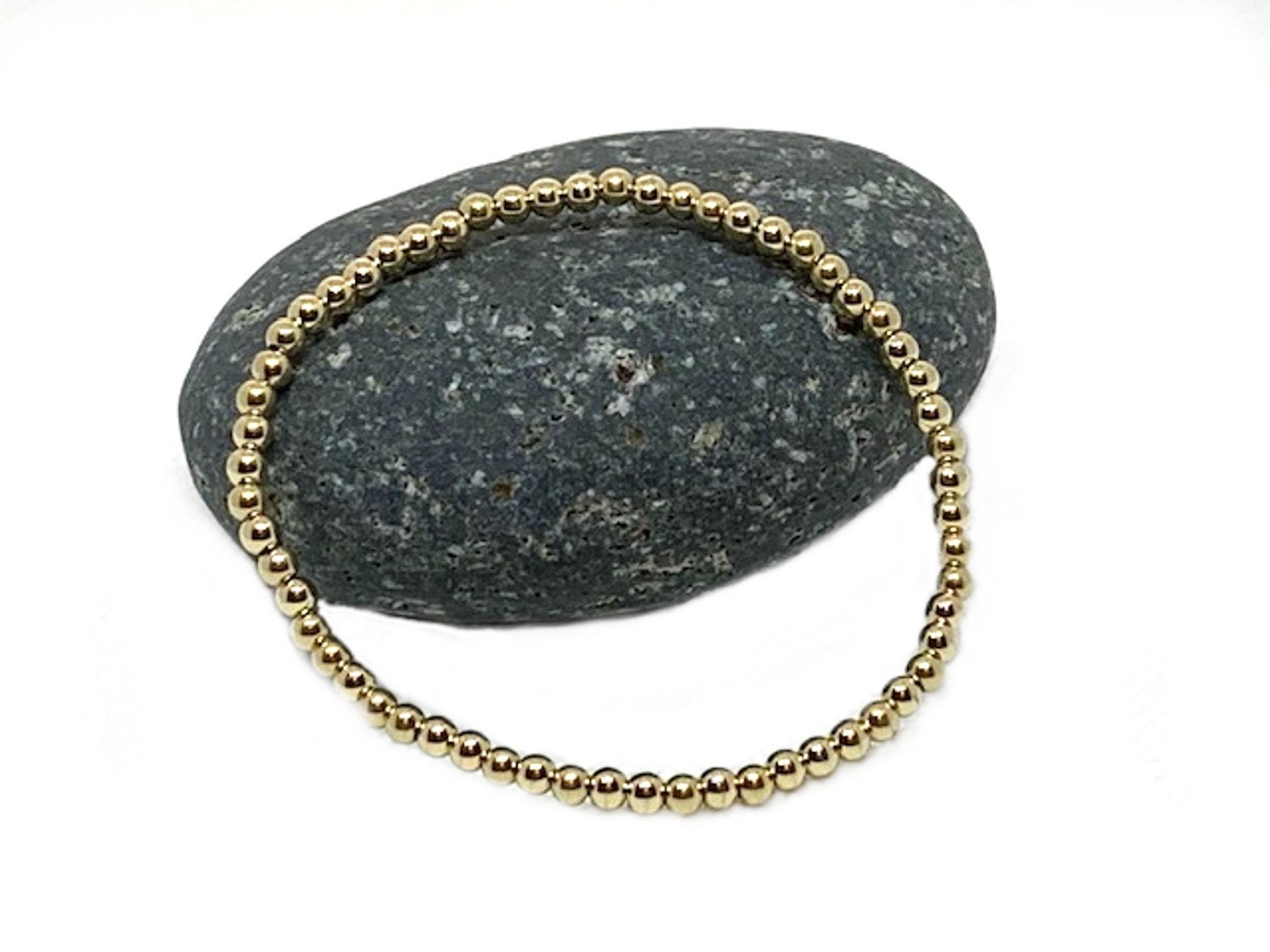 Gold Stacking Bracelet Stretch Bracelet Beaded Bracelet | Etsy