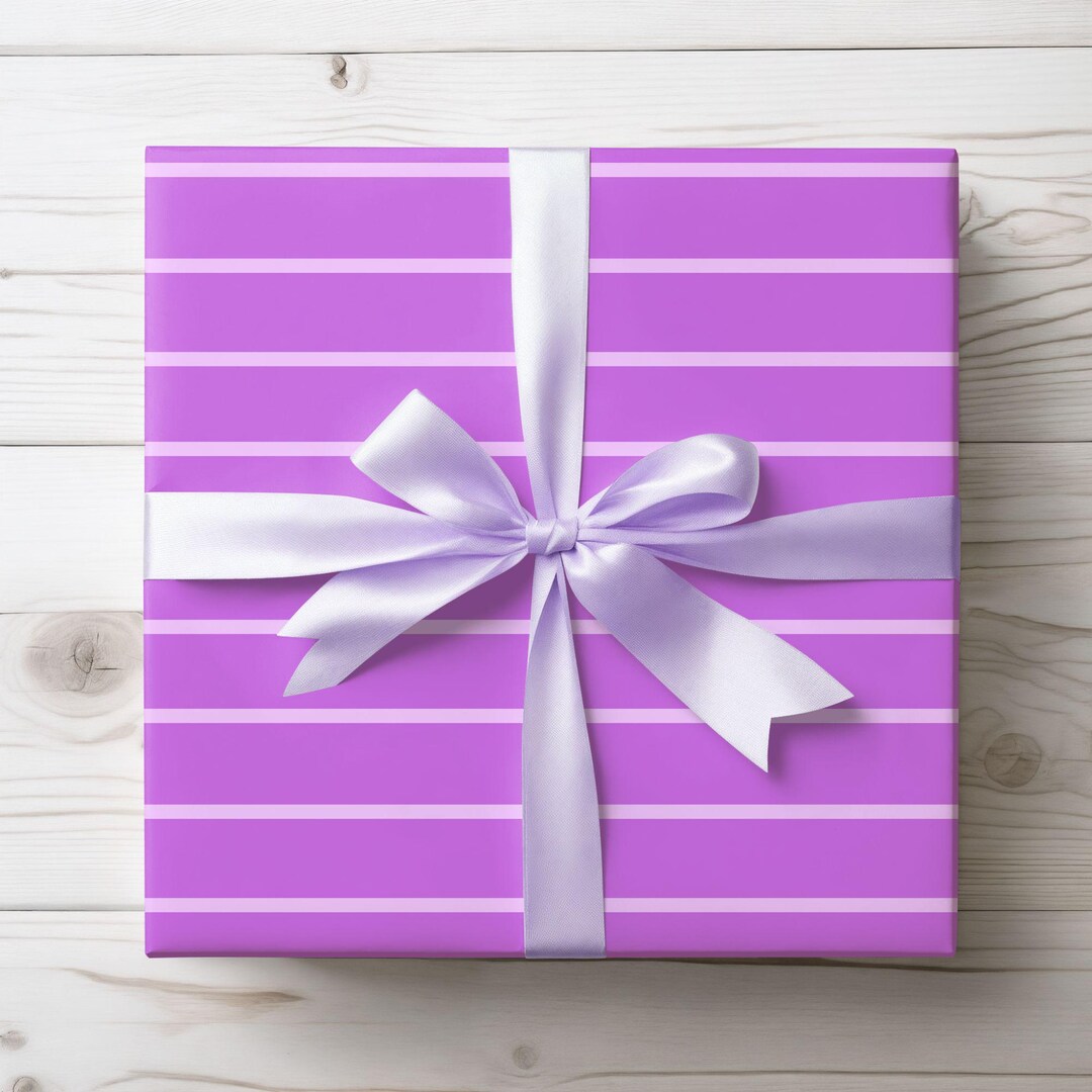 Purple Striped Gift Wrap Roll: Satin Finish, Eco-friendly - Etsy